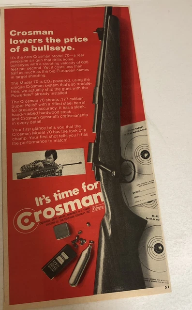 1974 CROSSMAN MODEL 70 Air Rifle Vintage Print Ad Advertisement pa15 $5 ...
