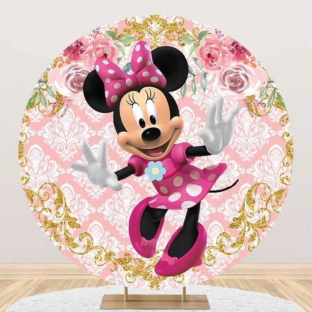 ROUND MINNIE MOUSE Backdrop Baby Shower Birthday Photo Background Party ...