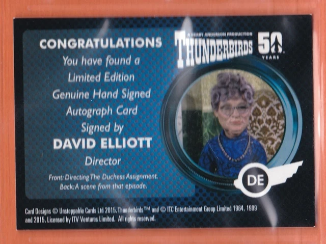 THUNDERBIRDS 50 Years - Autograph Card De, David Elliott - Unstoppable ...