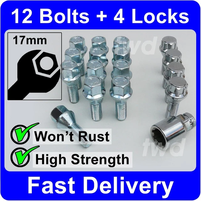 16 X ALLOY WHEEL BOLTS & LOCKS FOR FORD ESCORT MK3/MK4/RS TURBO S1/S2 ...