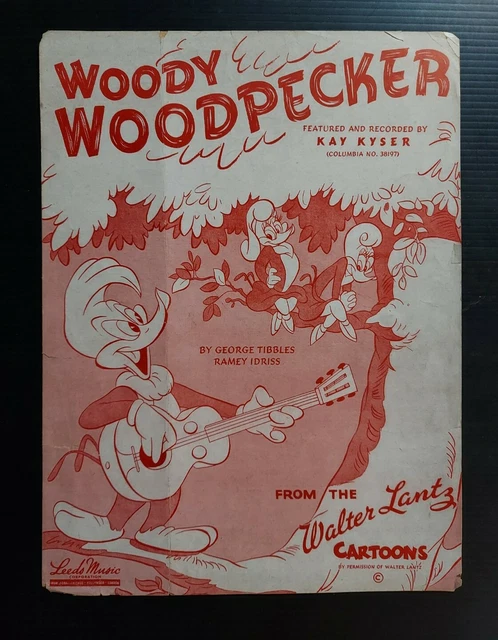 VINTAGE 1948 WOODY Woodpecker Walter Lantz Cartoons Sheet Music £5.50 ...