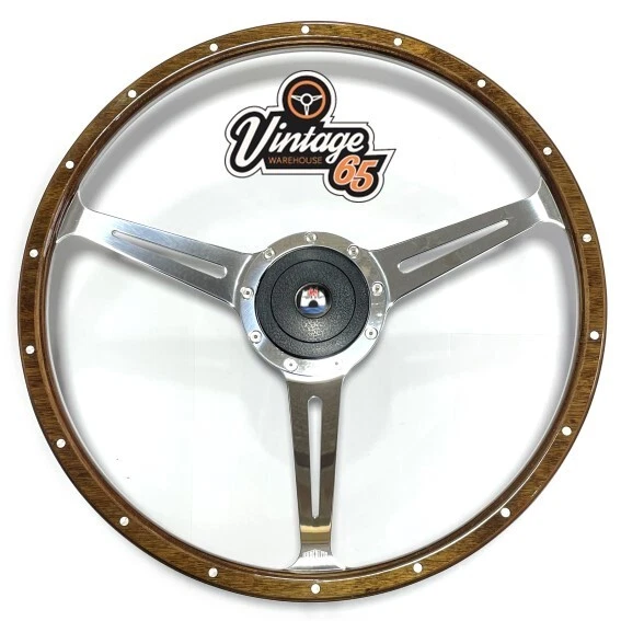 VW T2 T3/25 T4 Wood Rim Steering Wheel 17" Polished 9 Hole Camper Van ...