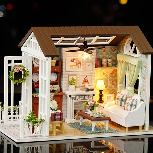 DIY MINIATURE DOLLHOUSE Kit Realistic Mini 3D Wooden House Room Craft ...