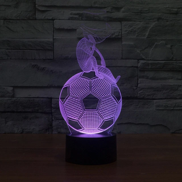 2PCS THINKING FOOTBALL Boy Design Lamp 3D LED Night Light Touch Desk £ ...