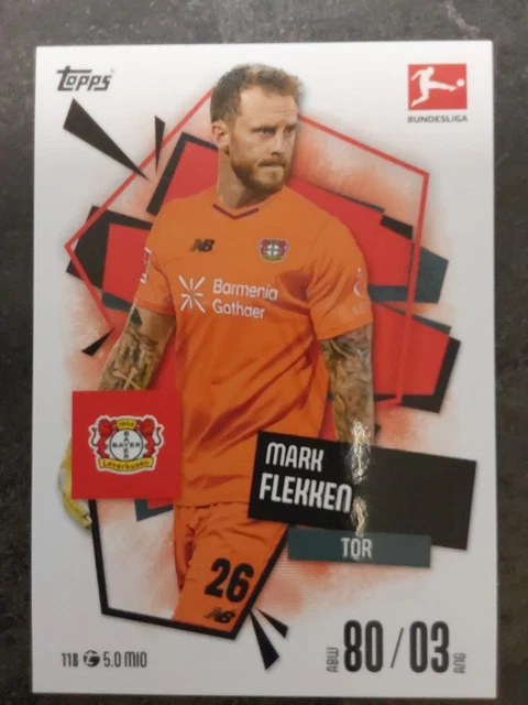 TOPPS MATCH ATTAX Bundesliga 2025-26 Mark Flekken Karte Nr. 118 Bayer ...