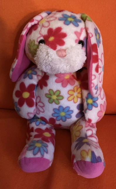CHAD VALLEY DESIGNABEAR White Flower Pattern Bunny Rabbit Soft Plush ...