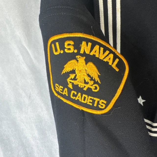 VINTAGE U.S. NAVAL Sea Cadets Uniform Top Wool Navy Blue Two Patches ...