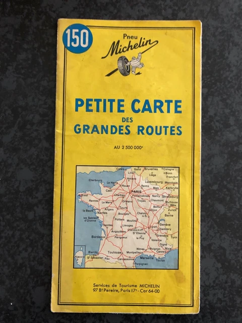 RARE CARTE ROUTIÈRE Michelin Petite Carte des Grandes Routes 1955. £1. ...
