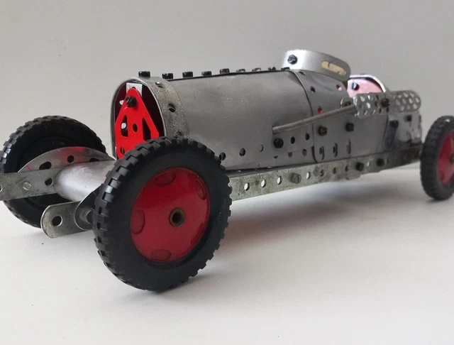 VINTAGE MECCANO RACING car style , Classic Grand Prix,silver ,Formula 1 ...