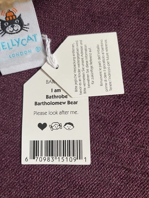 JELLYCAT BATHROBE BARTHOLOMEW Bear - Brand New With Tags £55.00 ...