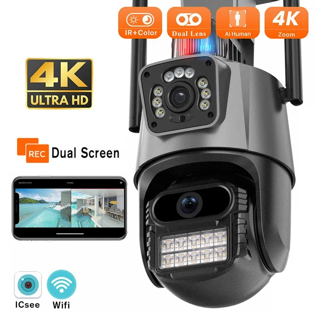 ZOOM 8MP 10X 4K WiFi IP Outdoor Camera Dual Lens CCTV Home Security PTZ ...