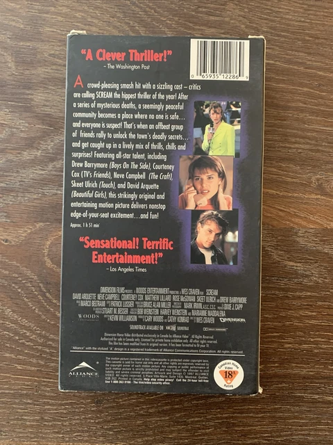 SCREAM (VHS, 1997) Horror, Neve Campbell, Courtney Cox, Drew Barrymore ...