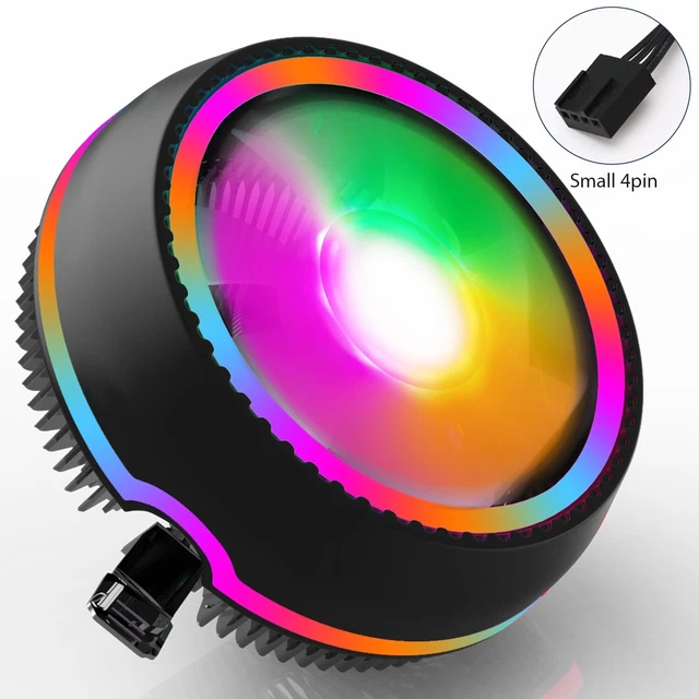 4-PIN RGB CPU Cooler PC Case Fan Heatsink For Intel LGA 1156/1155/1151 ...