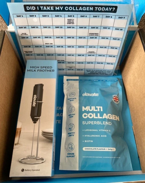 ELEVATE MULTI COLLAGEN Chocolate New 220g Exp 05/27, Frother, chart ...