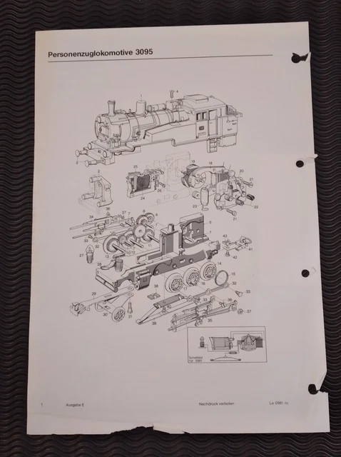 #MEX 53 MÄRKLIN Explosionszeichnung/Ersatzteilliste original 3095 EUR 6 ...