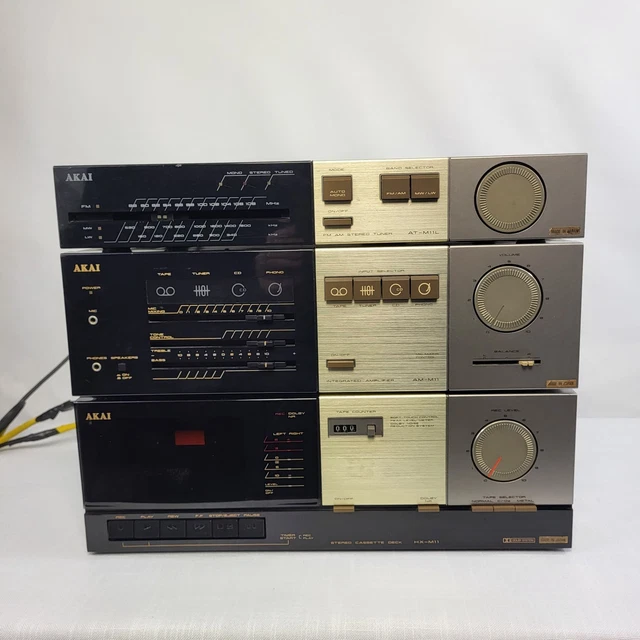 AKAI HI-FI SEPARATES Midi System 1 Tuner Cassette Deck Amplifier Rare ...
