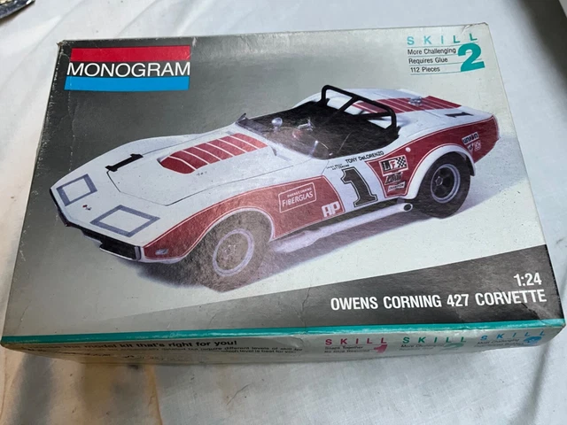 MONOGRAM OWENS CORNING Chevrolet corvette 427. plastic kit, box opened ...