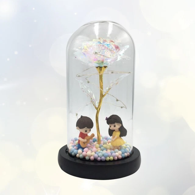 TABLE FLOWERS DECORATION Valentine Rose Led Light Desktop Bottle Gold ...