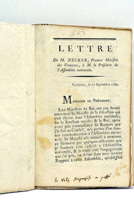 LIVRE ANCIEN NECKER Veto Royal Révolution Française Bordeaux 1789 EUR ...