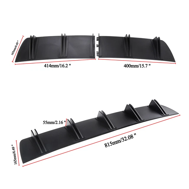 UNIVERSAL REAR BUMPER Lip Diffuser Car Rear Chassis Black Spoiler Shark ...