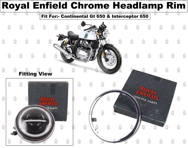 ROYAL ENFIELD &CHROME Headlight Rim" Interceptor 650 & Continental GT ...