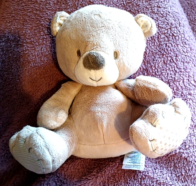 MOTHERCARE BEIGE TEDDY Bear Patches On Arms Soft Toy Plush Comforter £9 ...