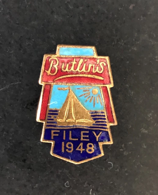 VINTAGE BUTLINS ENAMEL Badge - Butlins Filey 1948 - Holiday Camp ...