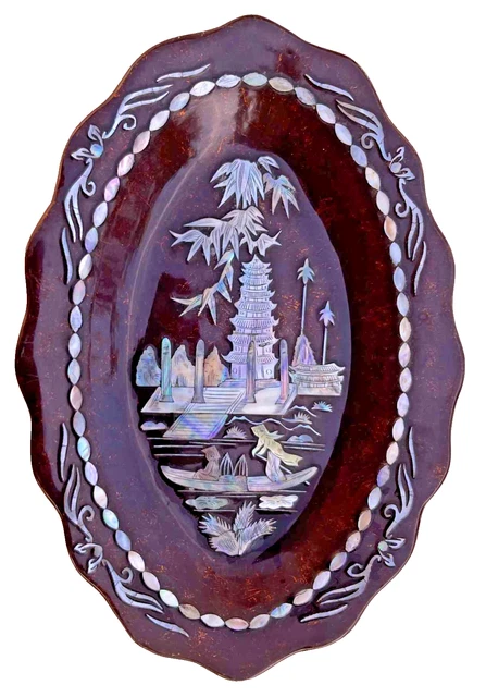 PLAT LAQUÉ AVEC incrustation de nacre – Indochine EUR 25,00 - PicClick FR