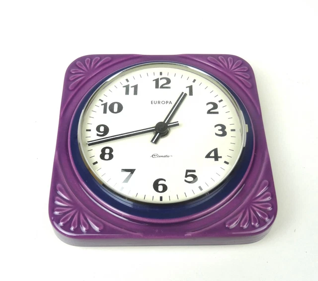 ORIGINAL MID CENTURY 70S Pop Art Purple Ceramic Vintage Wall Clock By ...