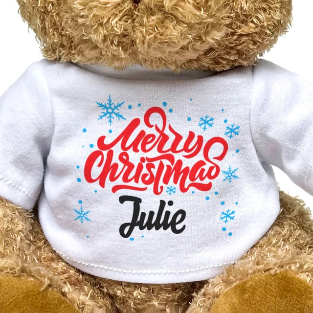 MERRY CHRISTMAS JULIE - Teddy Bear - Cute Cuddly Soft - Xmas Gift ...