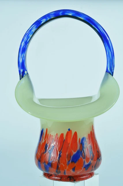 ANCIEN PETIT PANIER en verre de clichy small vintage glass Basket art ...