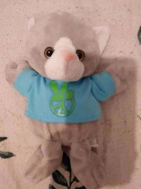 ASDA CAT PLUSH Soft Toy Wearing A "Peace" T Shirt 8" Tall £4.50 ...