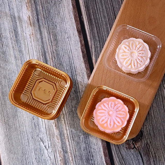 MOON CAKE PLASTIC Inner Tray Egg-Yolk Puff Container Golden Packing Box ...