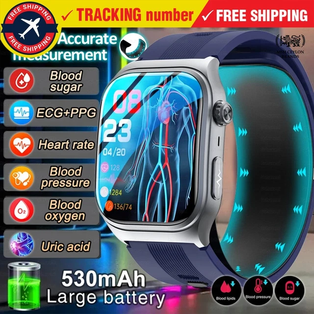 2025 MEDICAL GRADE Air Pump Airbag ECG+PPG Smart Watch Blood Lipid Uric ...