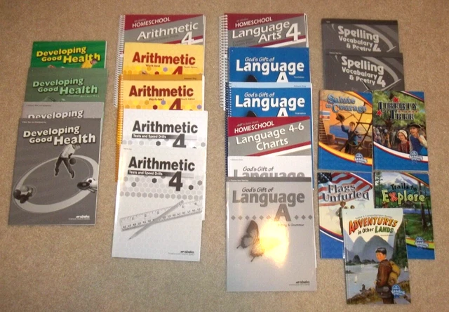 ABEKA 4TH GRADE Curriculum Language Arts, Arithmetic, Health Lessons ...