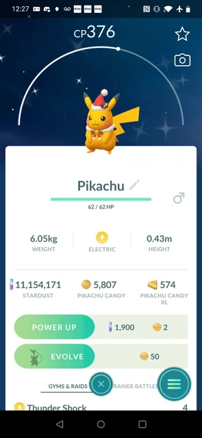 SHINY PIKACHU HOLIDAY Attire - Pokémon Trade Go £7.59 - PicClick UK