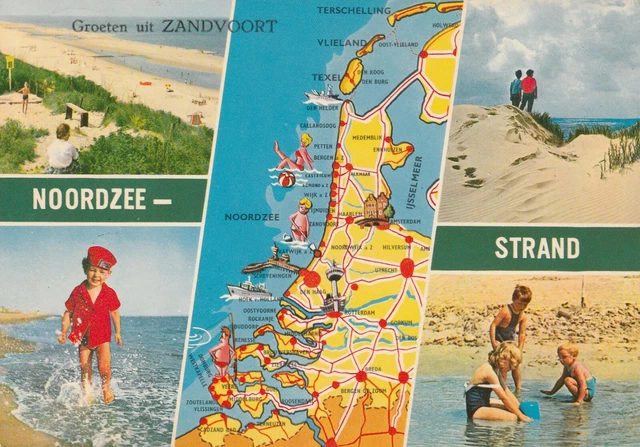AK MAP, LANDKARTE, Umgebungskarte **NOORDZEE - STRAND** EUR 1,00 ...