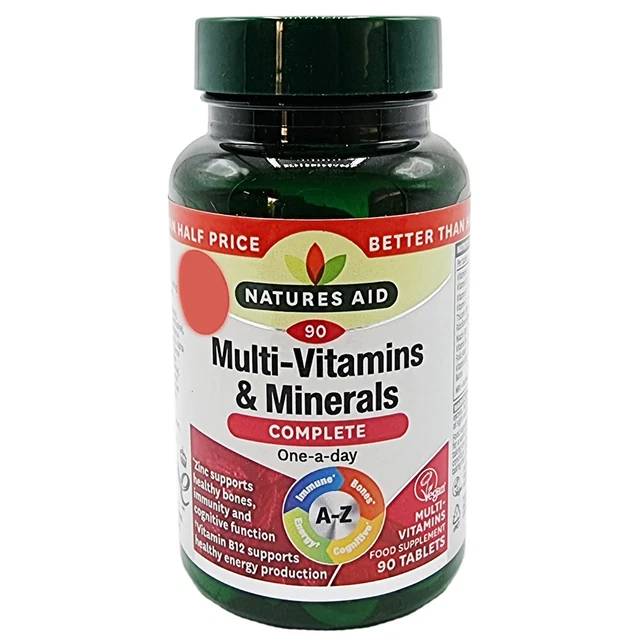 NATURES AID MULTI-VITAMINS & Minerals 90 Tablets One-A-Day £7.99 - PicClick UK
