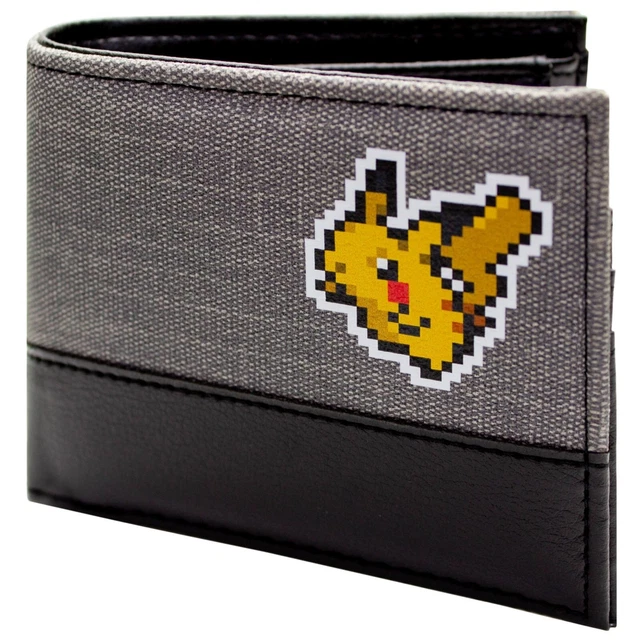 POKEMON 8-BIT PIXEL Art Pikachu Pokedex Grey Bi-Fold Coin & Card Wallet ...
