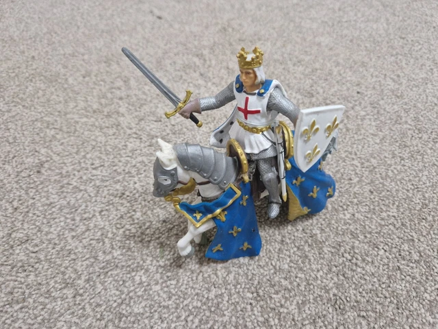 PAPO 2006 MEDIEVAL Jousting Dragon England Knight + Horse Blue White ...