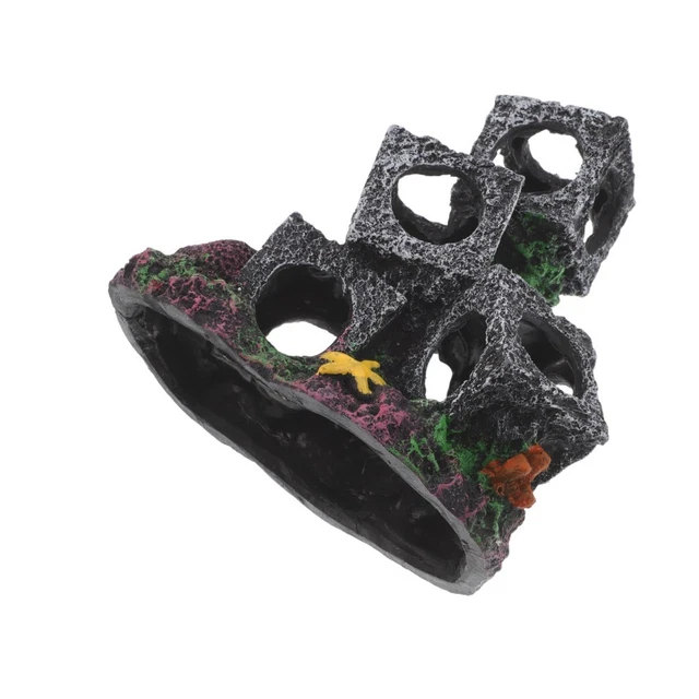 AQUARIUM FISH HIDEOUT Cave Decor - Resin Rock Stacking Cubes For Shrimp ...