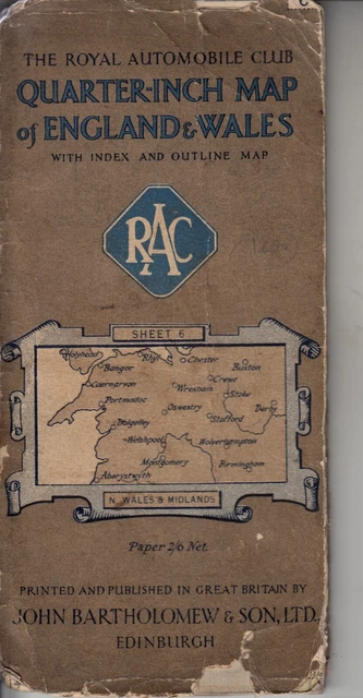 MAP - Rac Map Of North Wales & Midlands £8.00 - PicClick UK