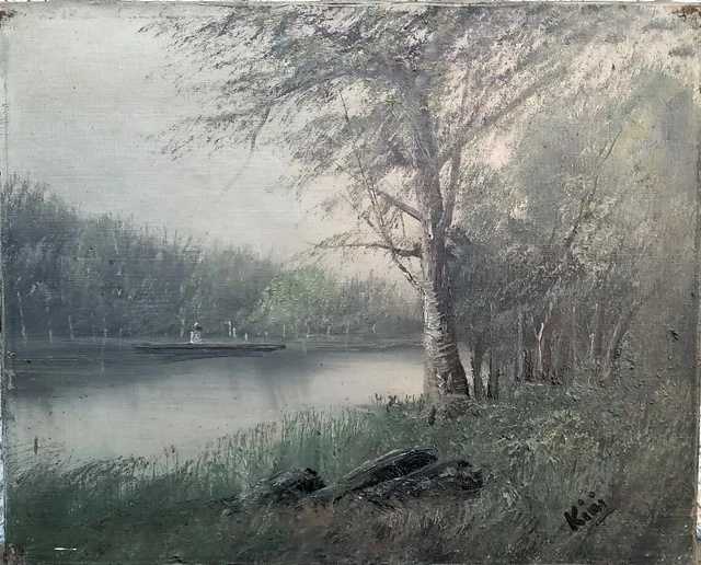 HUILE SUR TOILE Signee En Bas A Droite " Paysage Lacustre " EUR 10,00 ...