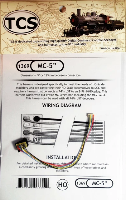 DCC TRAIN CONTROL Systems TCS MC-5" Harness 7-pin JST to 8-pin NMRA plug $14.96 - PicClick AU