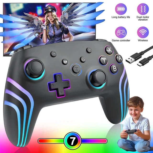 FOR SWITCH /2/PRO/LITE/OLED Gaming Joypad Controller RGB Bluetooth ...