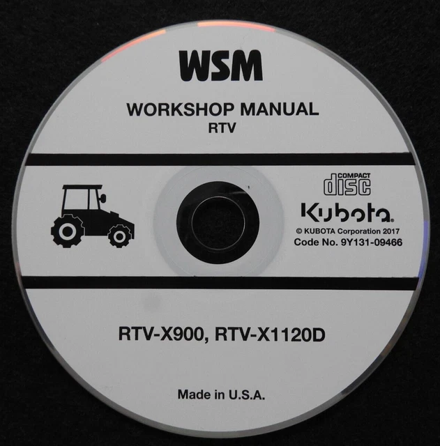 GENUINE KUBOTA RTV-X900 Rtv-1120D Workshop Service Repair Manual On Cd ...