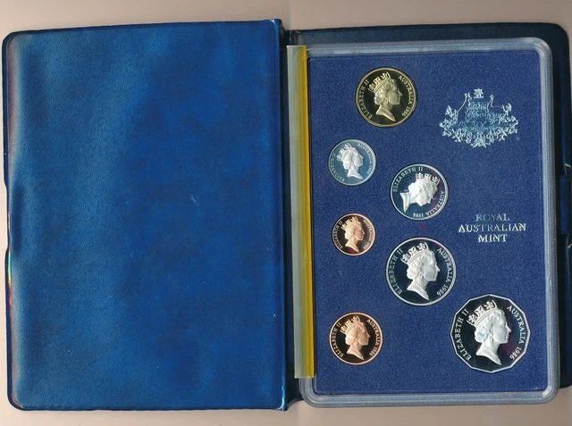1986, AUSTRALIAN PROOF Set Coin, Set of 7 Coins, 50C, 10C, 20C, 5C, 2C ...