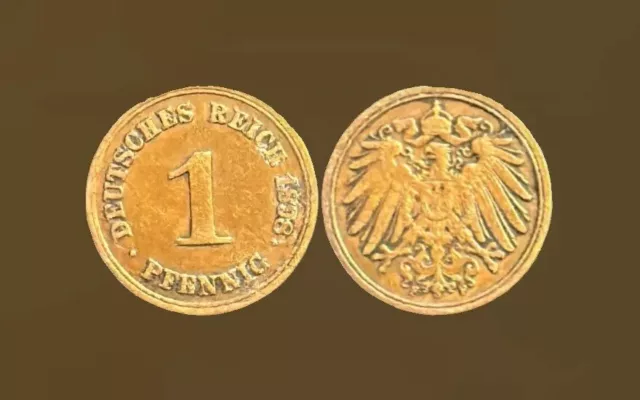 MÜNZE DEUTSCHES REICH Kaiserreich 1 Pfennig 1898 F in Vorzüglich EUR 2 ...
