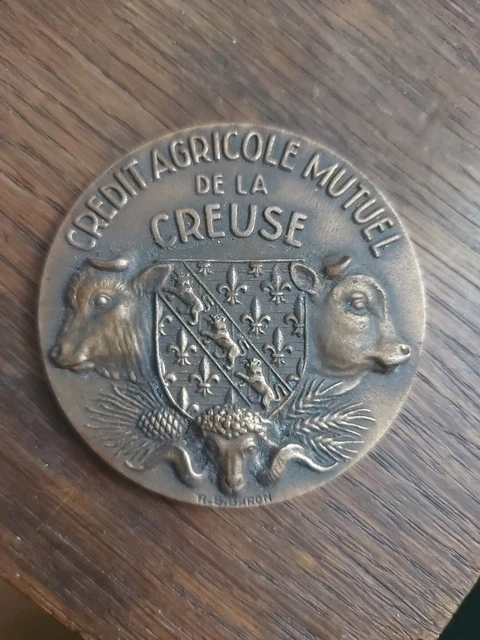 MÉDAILLE FRANÇAISE BRONZE CR. AGRICOLE DE LA CREUSE GUERET 1906 1956 R ...