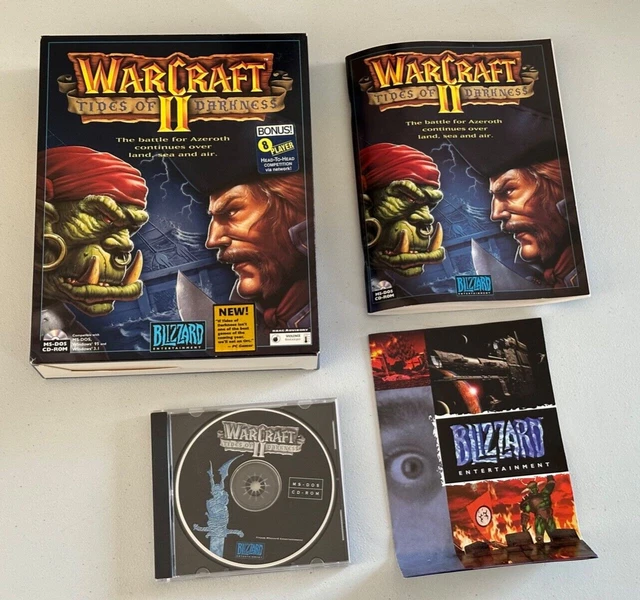 PC GAME WARCRAFT II 2 Tides of Darkness CD-ROM Big Box w/disc & manual ...